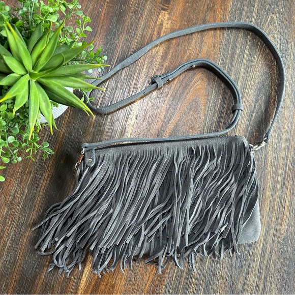 H Butler | Bags | Leather Suede Fringe Crossbody Handbag Hbutler Boho ...